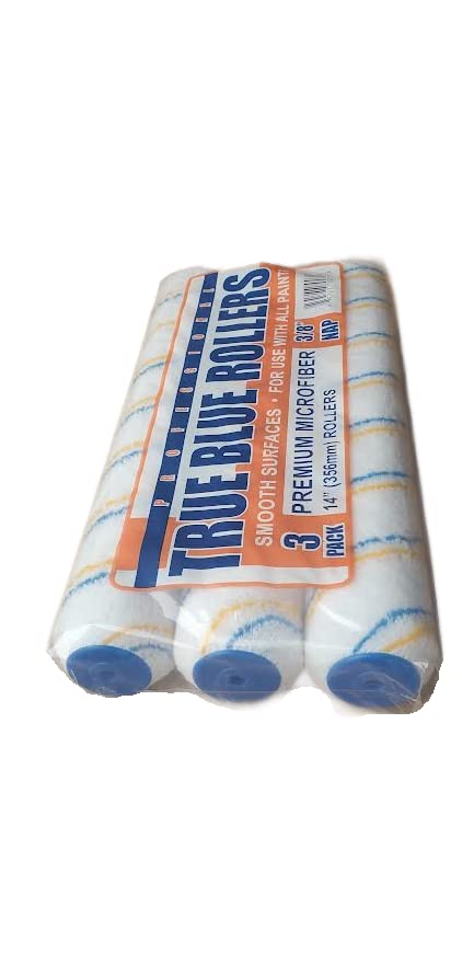 True Blue 14" Professional Paint Roller Covers, 14 Inch, Best for All Types of Painting Surfaces, Refill Bulk Pack (3, 1/2" Nap)