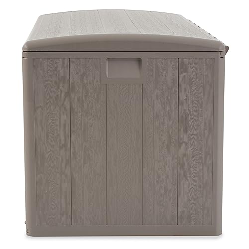 Plastic Development Group 130 Gallon Multipurpose Outdoor Backyard Patio Storage Deck Box Container with Soft Close Lid, Gray