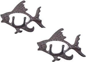 yumbor set of 2 rustic heavy duty cast iron hook wall art décor hanging towel key coat rack durable iron hanger living room bathroom room kitchen wall decoration