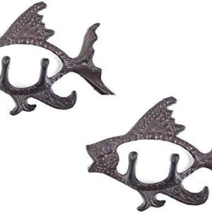 YUMBOR Set of 2 Rustic Heavy Duty Cast Iron Hook Wall Art Décor Hanging Towel Key Coat Rack Durable Iron Hanger Living Room Bathroom Room Kitchen Wall Decoration