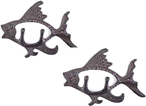 YUMBOR Set of 2 Rustic Heavy Duty Cast Iron Hook Wall Art Décor Hanging Towel Key Coat Rack Durable Iron Hanger Living Room Bathroom Room Kitchen Wall Decoration