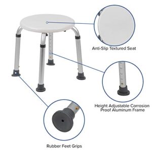 Flash Furniture Hercules Series Aluminum Bath and Shower Chair with Adjustable Seat Height, Anti-Slip Medical Shower Chair, White