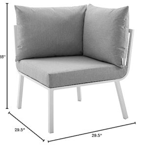 Modway Riverside Outdoor Furniture, Corner Chair, White Gray