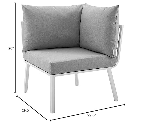 Modway Riverside Outdoor Furniture, Corner Chair, White Gray