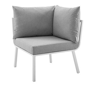 modway riverside outdoor furniture, corner chair, white gray