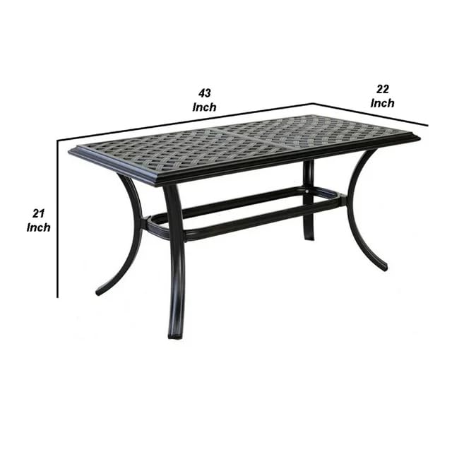 Florence 21x42 Inch Outdoor Standard Coffee Table: All-Weather, Rust-Resistant, Aluminum Rectangular Coffee Table for Patio, Deck, Backyard, Garden, and Poolside (Espresso Brown)