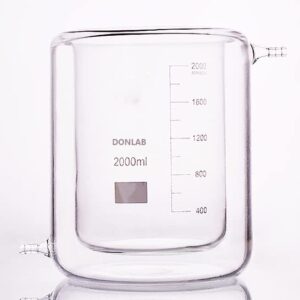 donlab cfn-2000 glass 2000ml/2l graduated flat-bottom low-form jacketed beaker double-layer lab reaction beaker