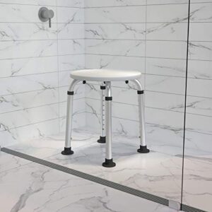 flash furniture hercules series aluminum bath and shower chair with adjustable seat height, anti-slip medical shower chair, white