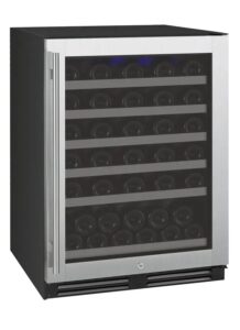 allavino 24" wide flexcount ii tru-vino 56 bottle single zone stainless steel right hinge wine refrigerator