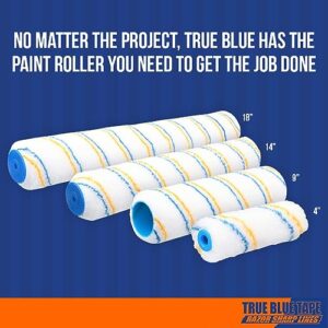 True Blue 14" Professional Paint Roller Covers, 14 Inch, Best for All Types of Painting Surfaces, Refill Bulk Pack (3, 1/2" Nap)