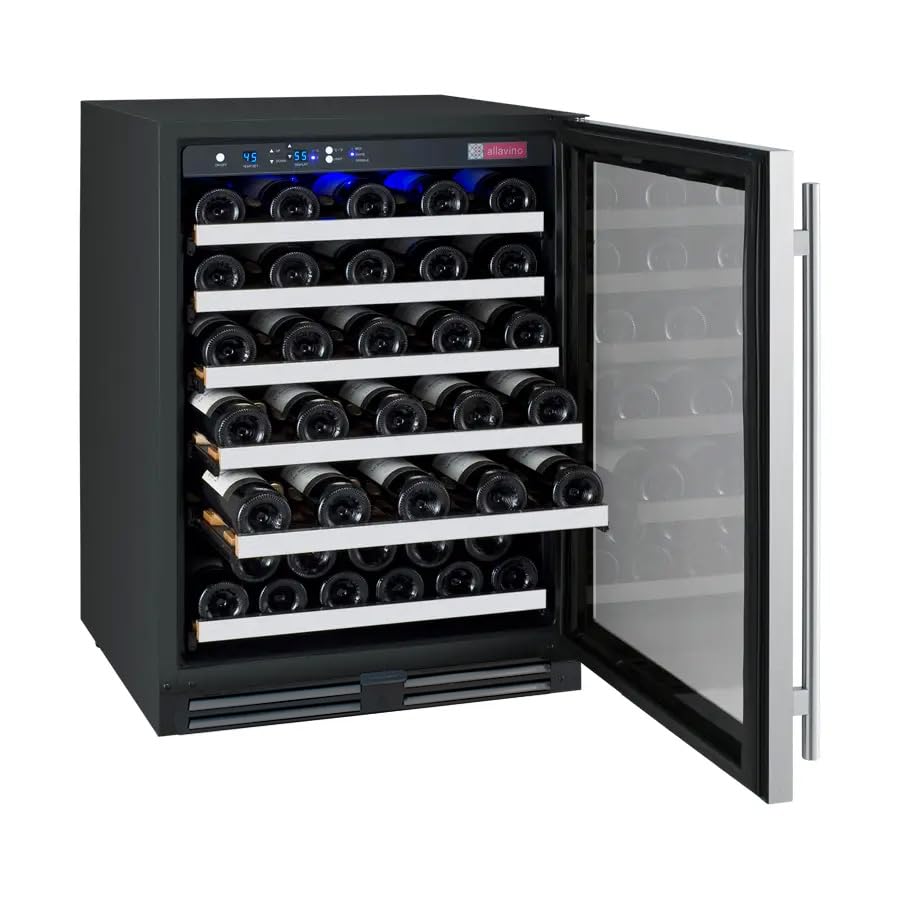 Allavino 24" Wide FlexCount II Tru-Vino 56 Bottle Single Zone Stainless Steel Right Hinge Wine Refrigerator