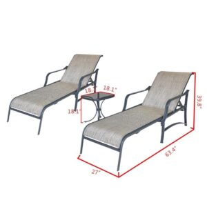 Patio Festival 3-Piece Sling Outdoor Chaise Lounge in Gray