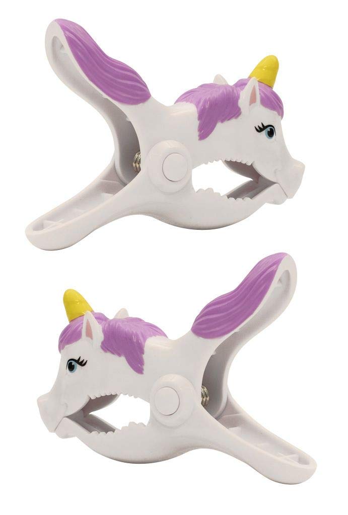 O2COOL Boca Beach Towel Clips-1 Set of 2, Unicorn, 2 Count