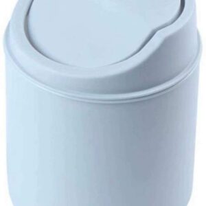 Emivery Plastic Tiny Trash Can with Swing Lid Desktop Mini Trash Can, Blue