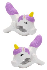 o2cool boca beach towel clips-1 set of 2, unicorn, 2 count