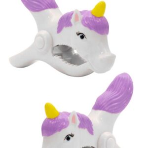 O2COOL Boca Beach Towel Clips-1 Set of 2, Unicorn, 2 Count