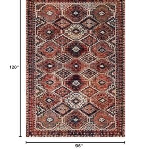 SAFAVIEH Herat Collection Area Rug - 8' x 10', Rust & Creme, Traditional Distressed Design, Non-Shedding & Easy Care, Ideal for High Traffic Areas in Living Room, Bedroom (HRT315A)