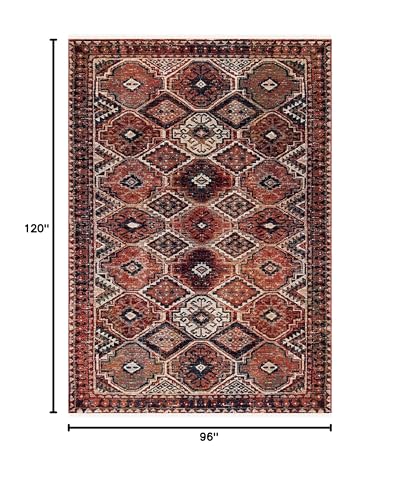 SAFAVIEH Herat Collection Area Rug - 8' x 10', Rust & Creme, Traditional Distressed Design, Non-Shedding & Easy Care, Ideal for High Traffic Areas in Living Room, Bedroom (HRT315A)