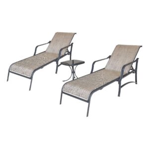 patio festival 3-piece sling outdoor chaise lounge in gray