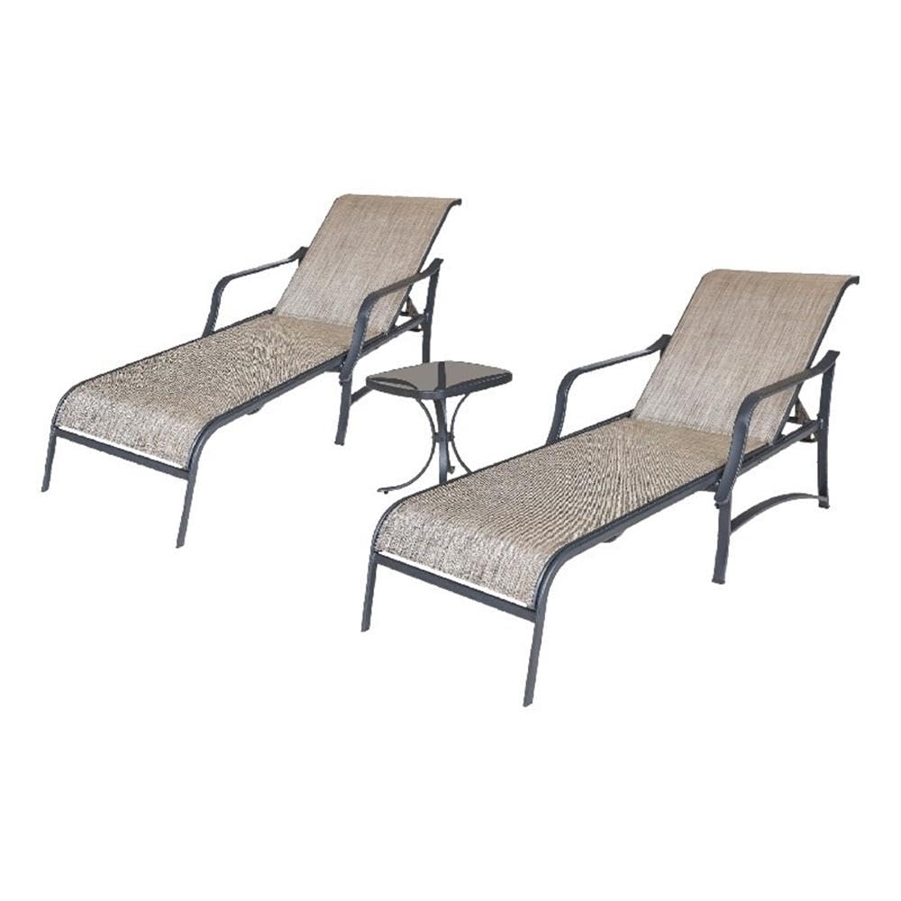 Patio Festival 3-Piece Sling Outdoor Chaise Lounge in Gray