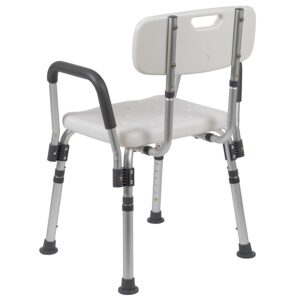 Flash Furniture HERCULES Series 300 Lb. Capacity Adjustable White Bath & Shower Chair with Quick Release Back & Arms