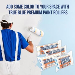 True Blue 14" Professional Paint Roller Covers, 14 Inch, Best for All Types of Painting Surfaces, Refill Bulk Pack (3, 1/2" Nap)