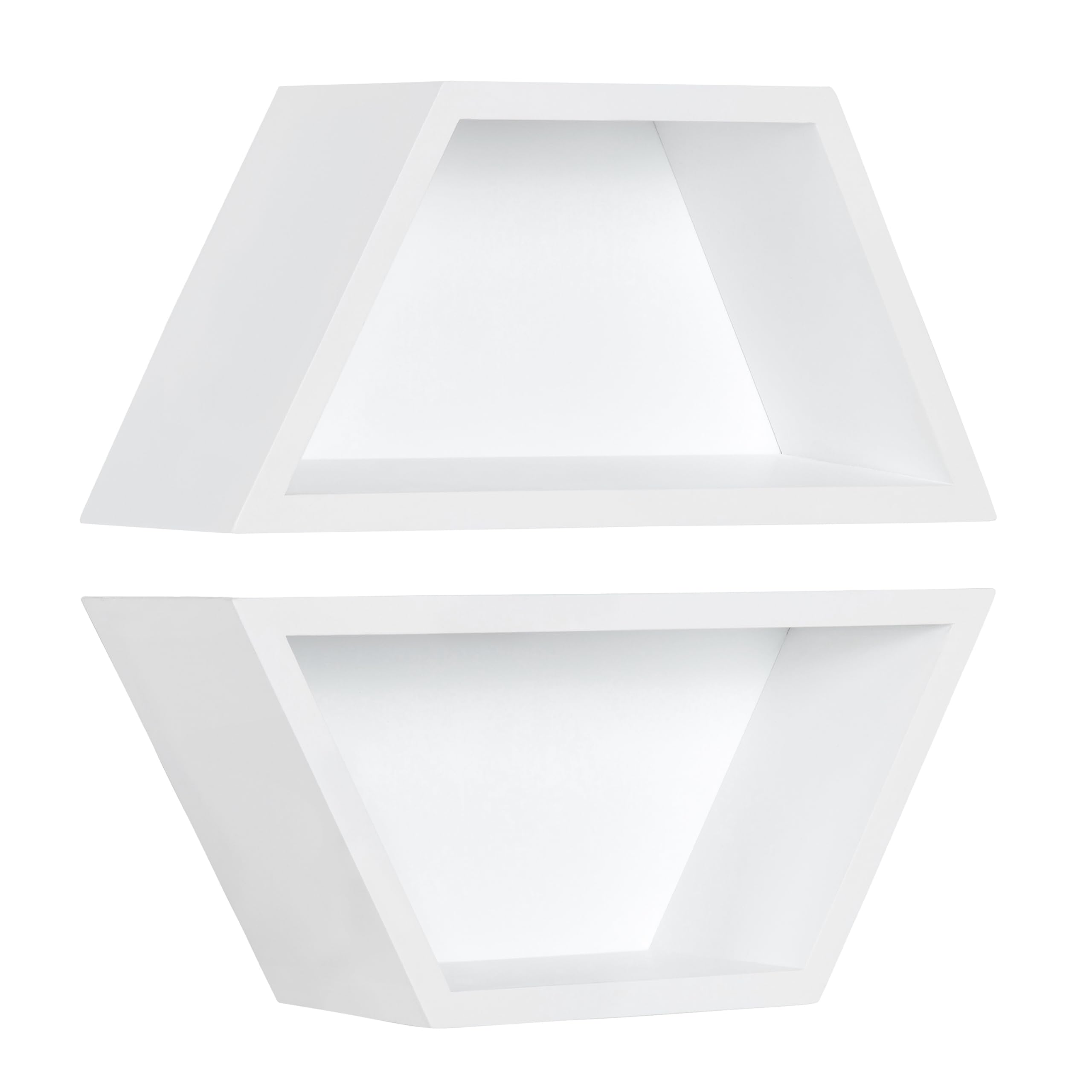 Kate and Laurel Camellia Geometric Wood Shelf Set, Set of 2, White, Modern Wooden Shelves for Wall Storage and Display