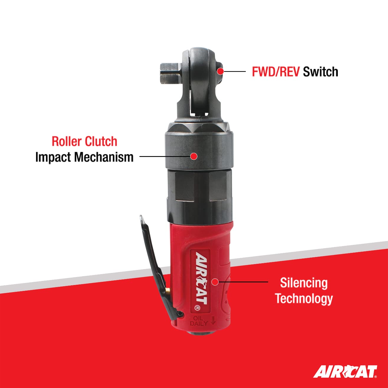 AIRCAT Pneumatic Tools 810-RW: 3/8-Inch Compact Impacting Ratchet 550 RPM, 50 ft-lbs Maximum Torque