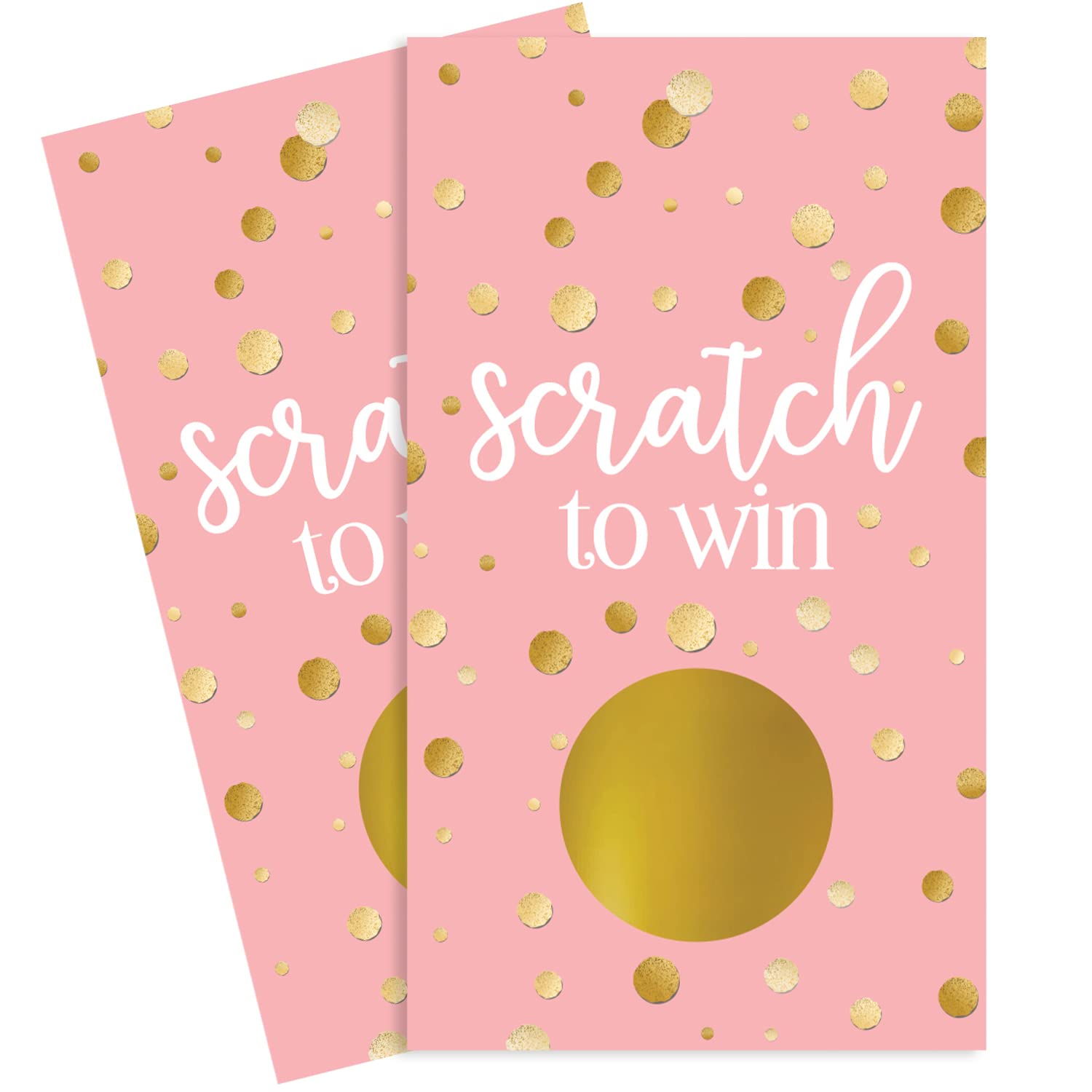 DISTINCTIVS Pink and Gold Scratch Off Party Game - Bridal Shower, Wedding, Birthday - 28 Cards