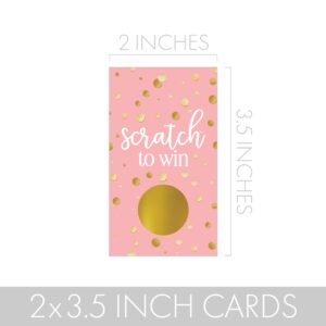 DISTINCTIVS Pink and Gold Scratch Off Party Game - Bridal Shower, Wedding, Birthday - 28 Cards