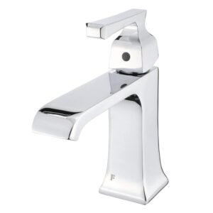 Fine Fixtures Arched Square Single Hole Bathroom Faucet, Polished Chrome