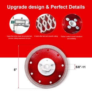 Casaverde 5 in Super Thin Diamond Porcelain Saw Blades Tiles Blades with Arbor 5/8“-11 Flange for Cutting Porcelain Tiles Granite Marbles(F-SX-5)