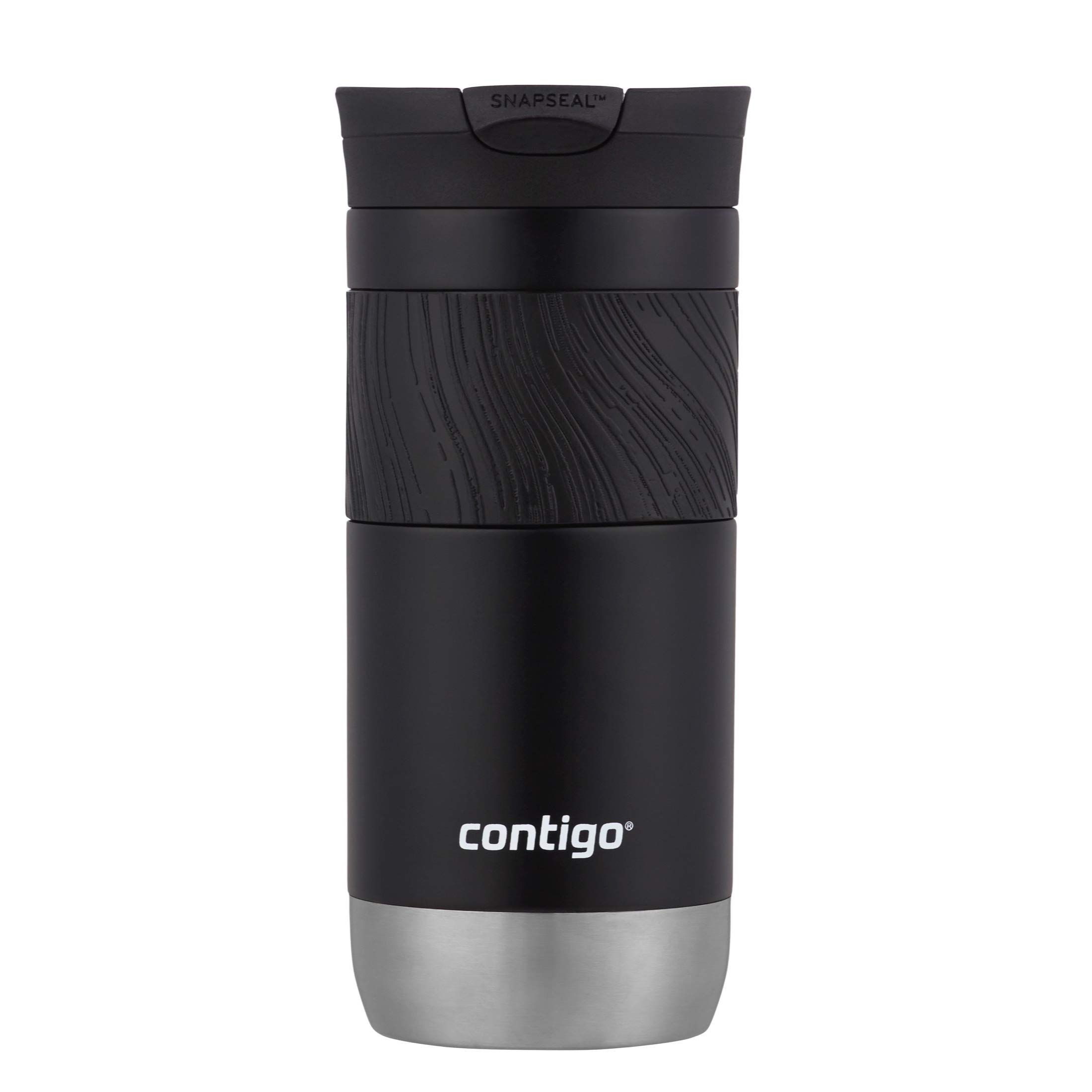 Contigo Byron Vacuum-Insulated Stainless Steel Travel Mug with Leak-Proof Lid, Reusable Coffee Mug or Water Bottle, BPA-Free, 16oz, Licorice, Keeps Beverages Hot for 6 Hours or Cold for 12 Hours