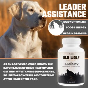 The Old Wolf Immunity (Pack Leader) 8 in 1 Multivitamins: Essential Dog Vitamins, Probiotics for Dogs to Improve Overall Health, Vitamin for Skin & Coat and Immune Health - Krill & CLA 80 Soft Gels