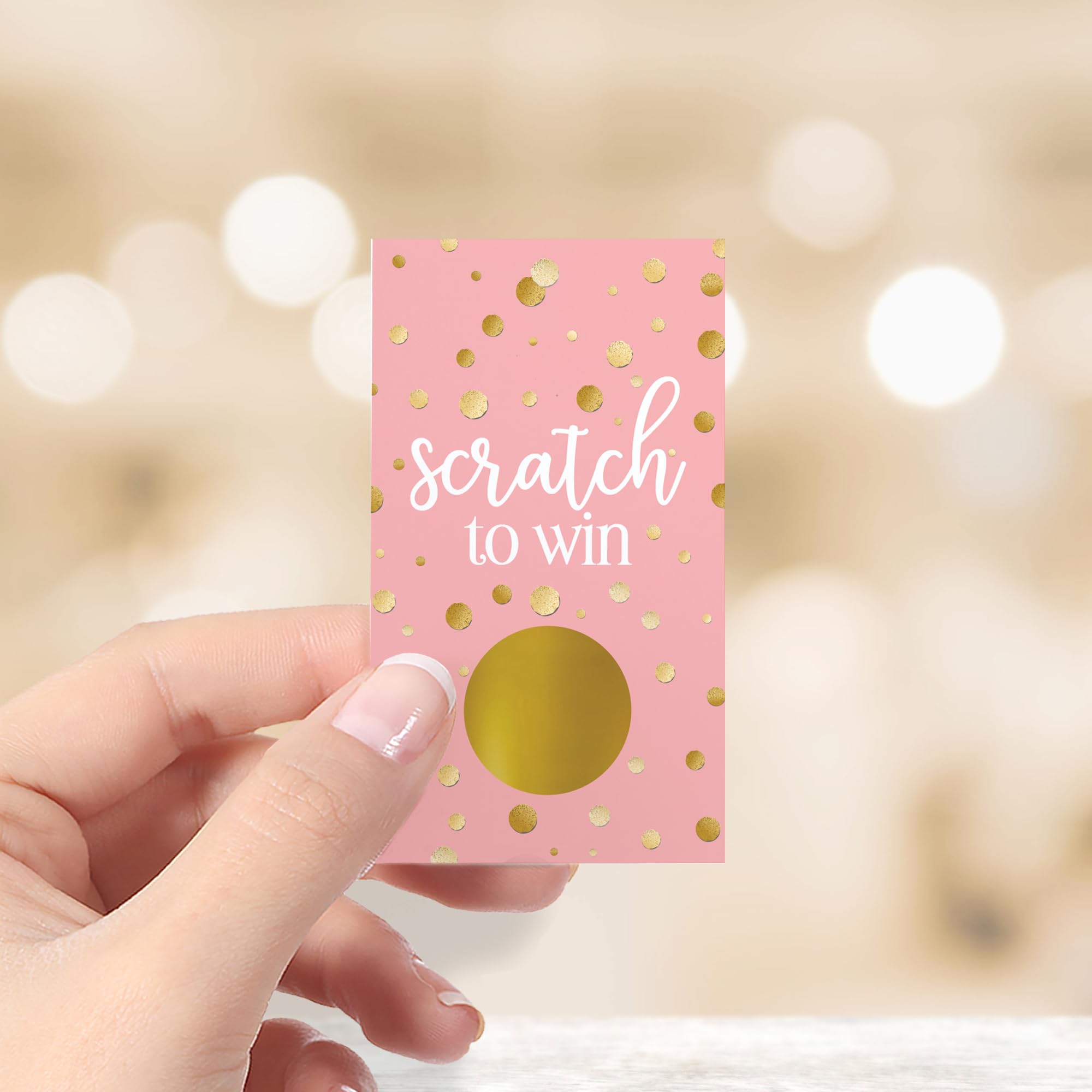 DISTINCTIVS Pink and Gold Scratch Off Party Game - Bridal Shower, Wedding, Birthday - 28 Cards