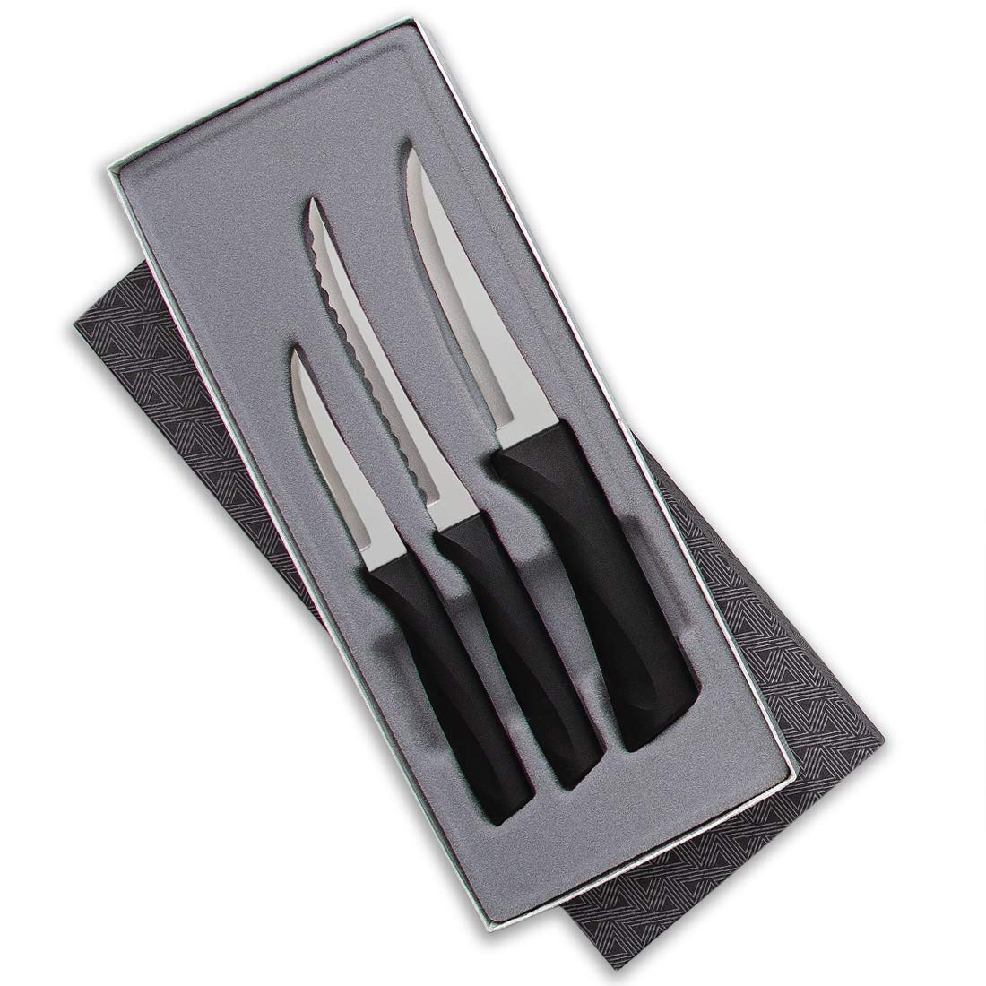 Rada Cutlery Anthem Series Kitchen Knife Set Stainless Steel Knives with Ergonomic Black Resin Handles, Set of 3