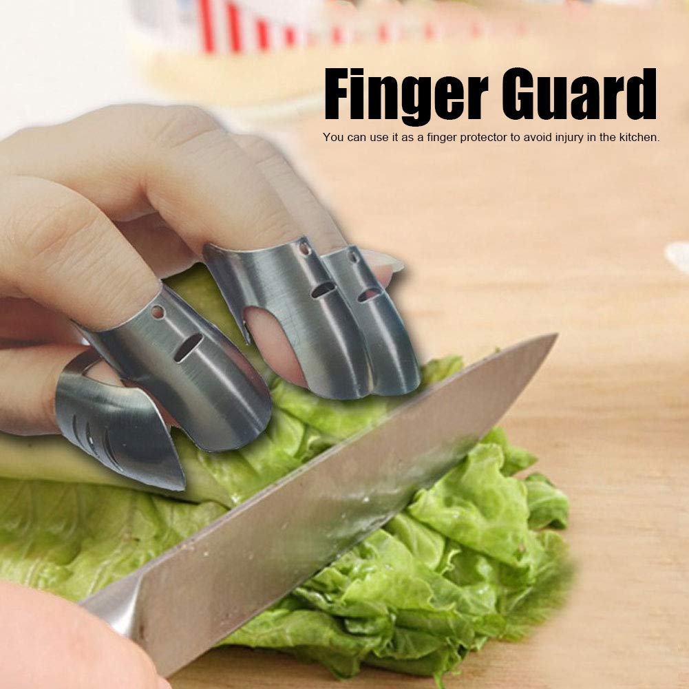 Safe Slice Finger, 4 pcs Finger Guard For Cutting Professional Stainless Steel Safe Slice Finger Guard Cooking Tool Finger Protector