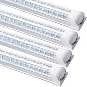 20 pack 8ft led shop light fixture, 144w integrated led tube light,18000lm, 6000k, clear cover,high output, 4 row v shape 270 degree led lighting for garage warehouse workshop basement