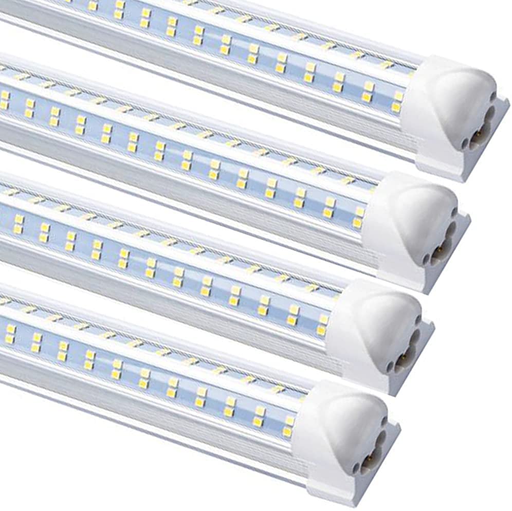 20 Pack 8Ft LED Shop Light Fixture, 144W Integrated LED Tube Light,18000LM, 6000K, Clear Cover,High Output, 4 Row V Shape 270 Degree LED Lighting for Garage Warehouse Workshop Basement