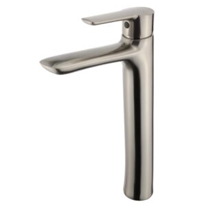 fine fixtures round single hole vessel sink bathroom faucet, satin nickel