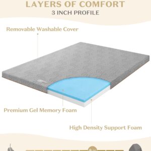 BedStory Firm Mattress Topper Queen - 3 Inch Memory Foam Mattress Topper - High Density Foam Bed Toppers for Back Pain Relief