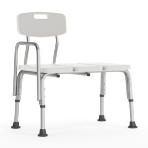 flash furniture hercules series 300 lb. capacity adjustable white bath & shower transfer bench with back and side arm