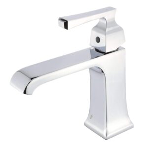 fine fixtures arched square single hole bathroom faucet, polished chrome