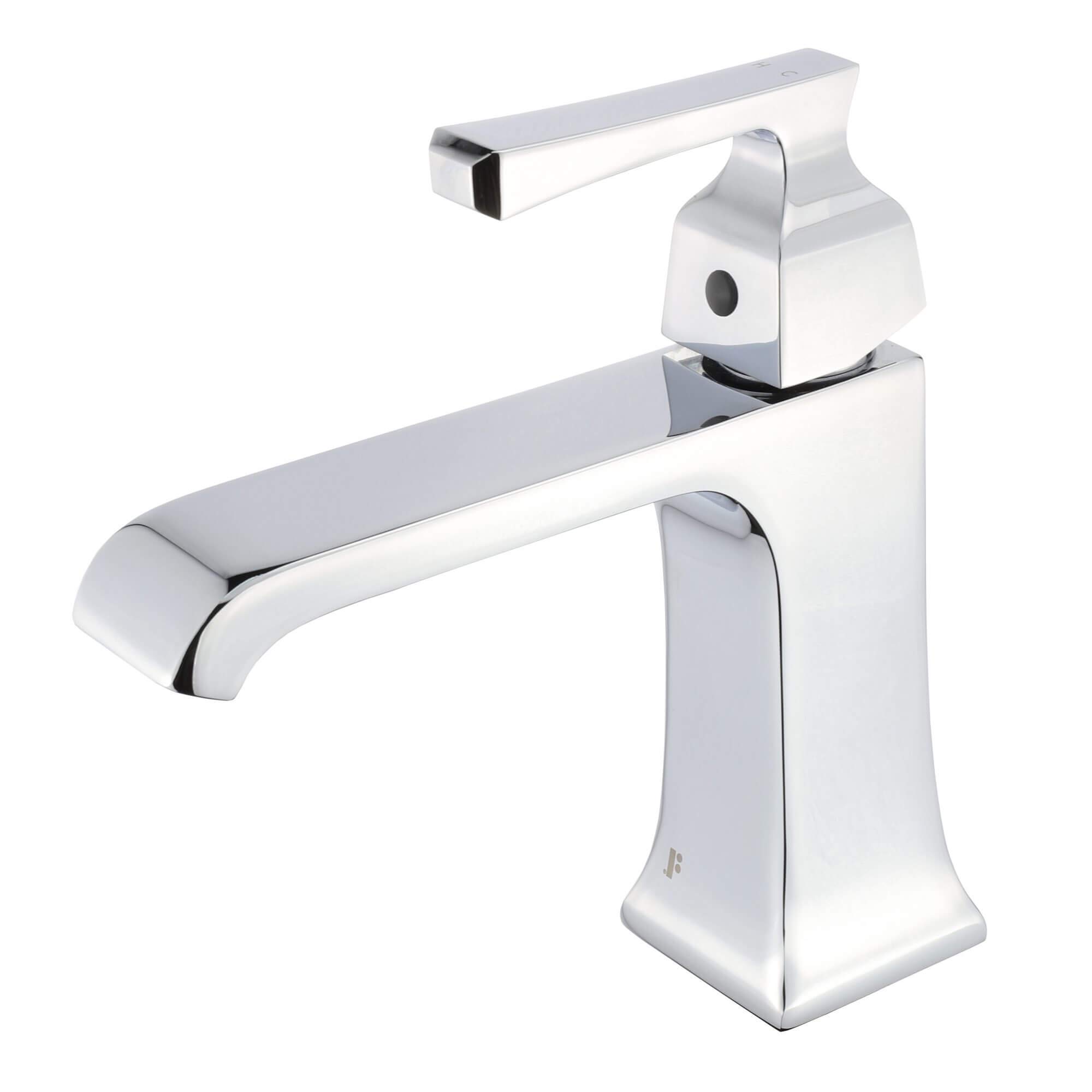 Fine Fixtures Arched Square Single Hole Bathroom Faucet, Polished Chrome