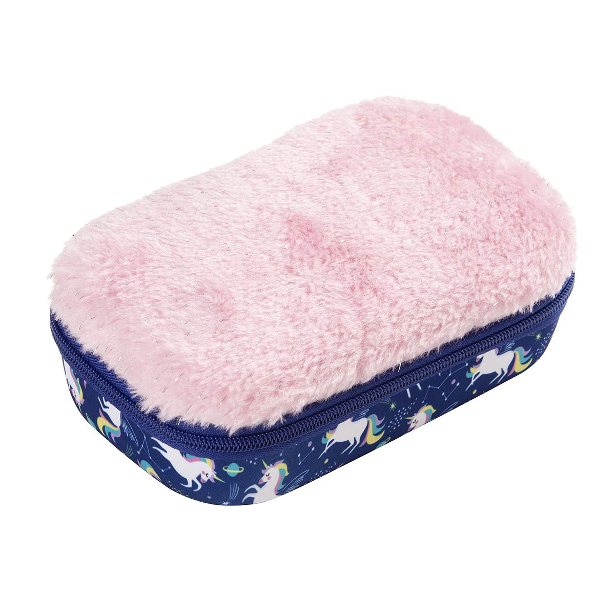 ZIPIT Fluffy Pencil Box for Girls | Furry Unicorn Pencil Case | Large Capacity Storage Container (Unicorn)