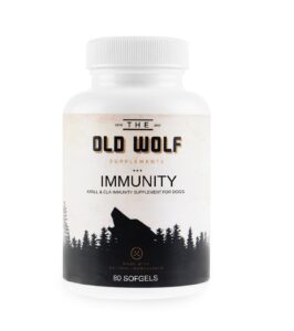 the old wolf immunity (pack leader) 8 in 1 multivitamins: essential dog vitamins, probiotics for dogs to improve overall health, vitamin for skin & coat and immune health - krill & cla 80 soft gels