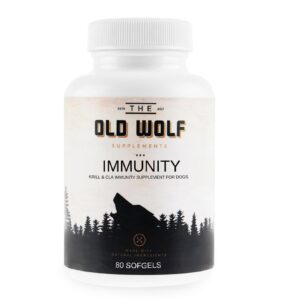 The Old Wolf Immunity (Pack Leader) 8 in 1 Multivitamins: Essential Dog Vitamins, Probiotics for Dogs to Improve Overall Health, Vitamin for Skin & Coat and Immune Health - Krill & CLA 80 Soft Gels