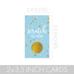 DISTINCTIVS Blue and Gold Scratch Off Party Game - Boy Baby Shower, Bridal Shower - 28 Cards