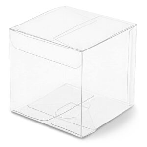 Juvale 50-Pack Clear Gift Boxes - 3x3x3 In Square Plastic Transparent Favor Boxes for Wedding, Baby Shower, Birthday Party