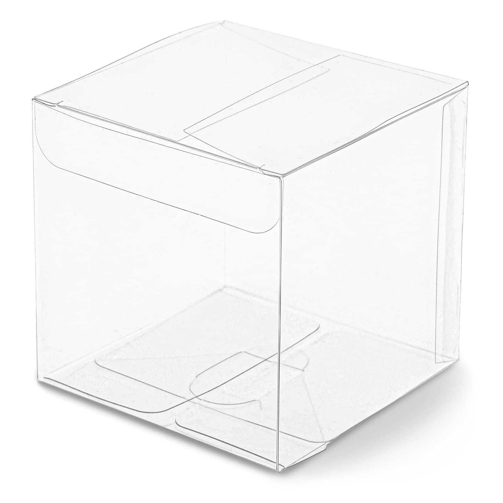 Juvale 50-Pack Clear Gift Boxes - 3x3x3 In Square Plastic Transparent Favor Boxes for Wedding, Baby Shower, Birthday Party